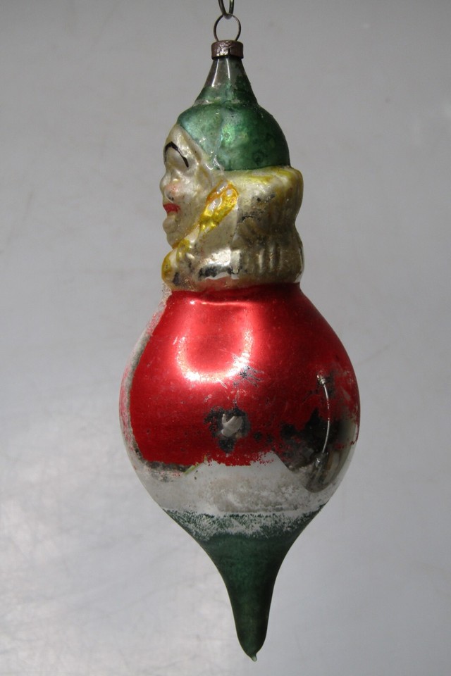 Antique VTG Blown Glass JOEY CLOWN HEAD on Cone Jumbo Christmas ...