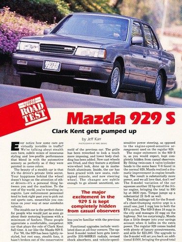 1990 Mazda 929 929S Road Test Original Car Review Report Print Article ...