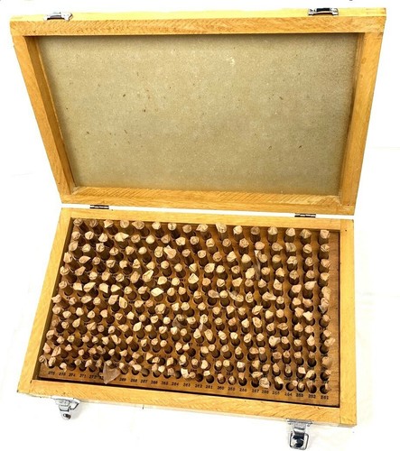 NIB! WOODEN CASE 250PC M2+ .251-.500 INCH PLUG PIN GAGE SET PLUS ...