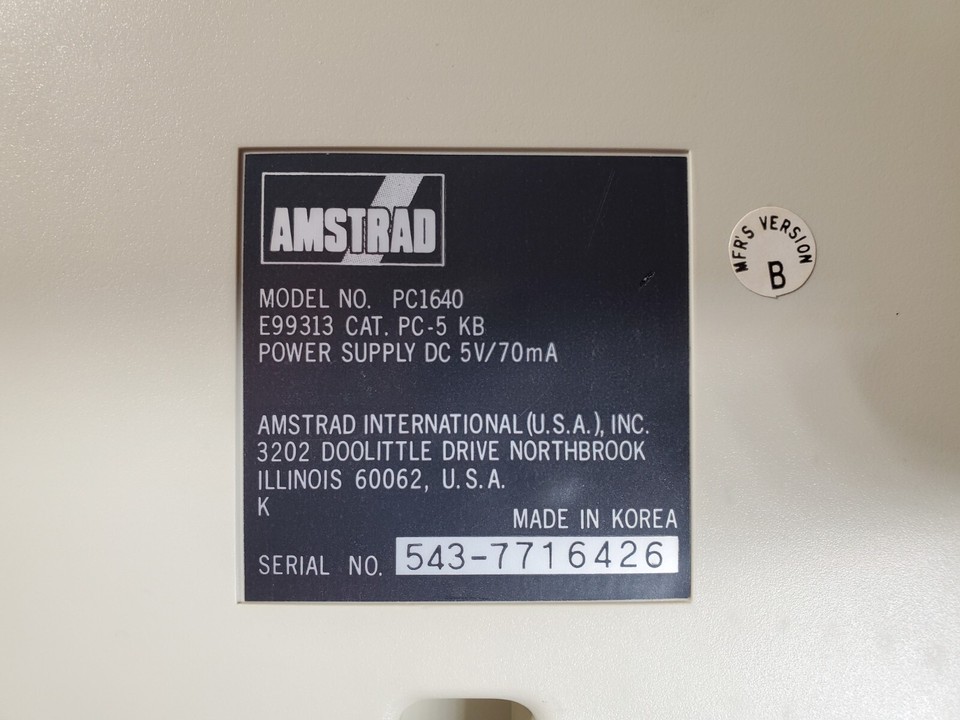 Vintage Amstrad Keyboard Model PC-1640 640k Personal Computer | eBay