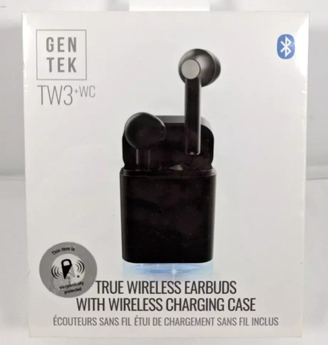 GenTek TW3+WC True Wireless Earbuds w/Wireless Charging Case Black ...