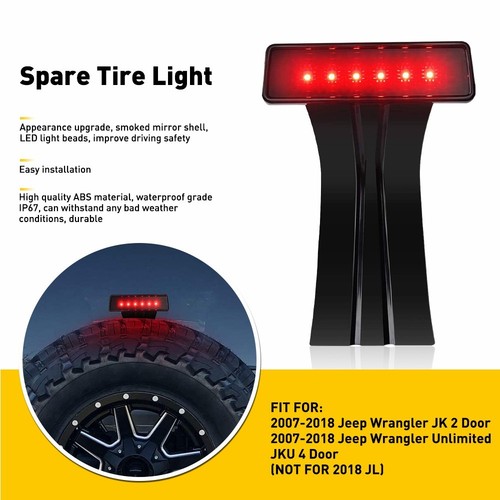 For Jeep JK Wrangler Spare Rear Tire 3rd Brake Light 2007-2017 93972 | eBay