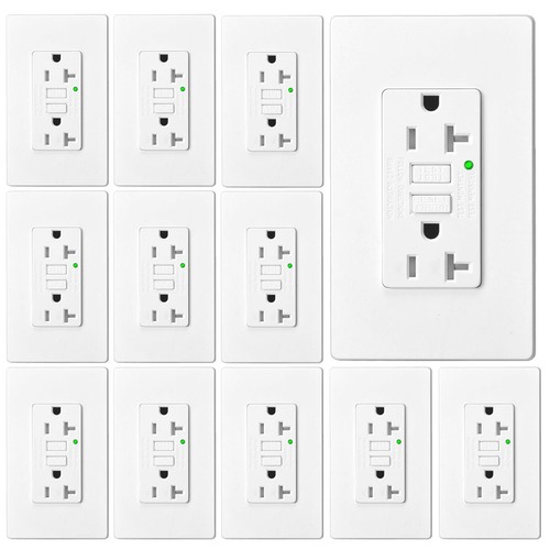 Self-Test GFCI Outlet 20 Amp Outdoor Receptacle Commercial Residential ...