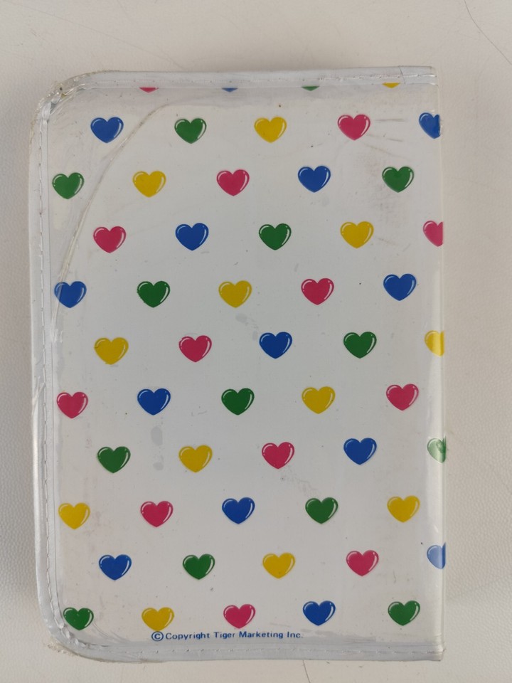 Vintage White Plastic Case With Colorful Hearts Zip Tiger 80s | eBay