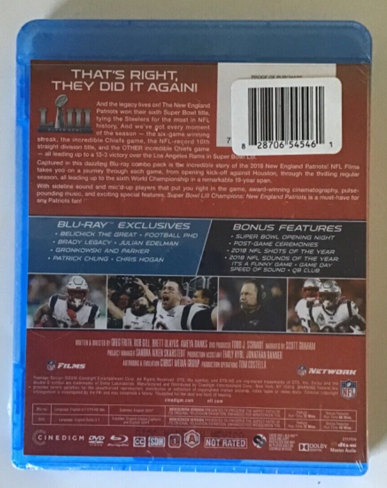 New England Patriots Super Bowl LIII 53 Champions Blu-Ray DVD NIP | eBay