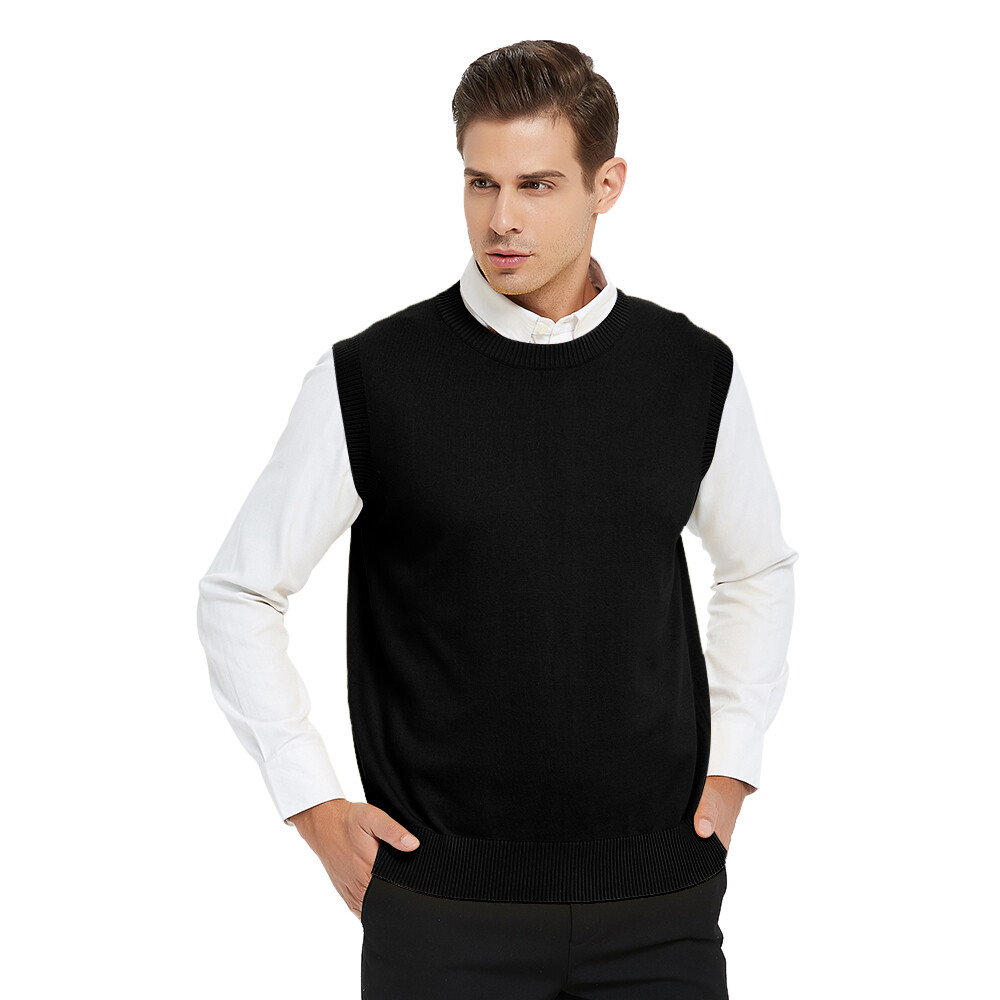 Mens Sweater Vest V Neck Sleeveless Pullover Basic Cable Knit Work ...