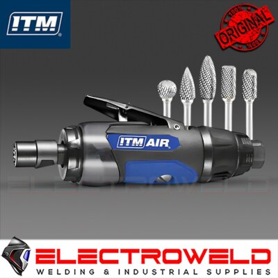 ITM 1/4" Air Die Grinder + 5 Carbide Burr 3/8" Kit Set Pneumatic, TM340 ...