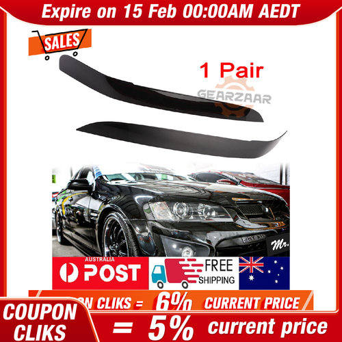 1Pair Head Light Eyelids Eyebrows Lid Black For Holden VE Commodore SS ...