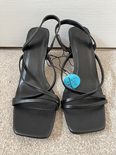Primark Black Square Toe Strappy Block Heel Sandals Women's Size UK 6 ...