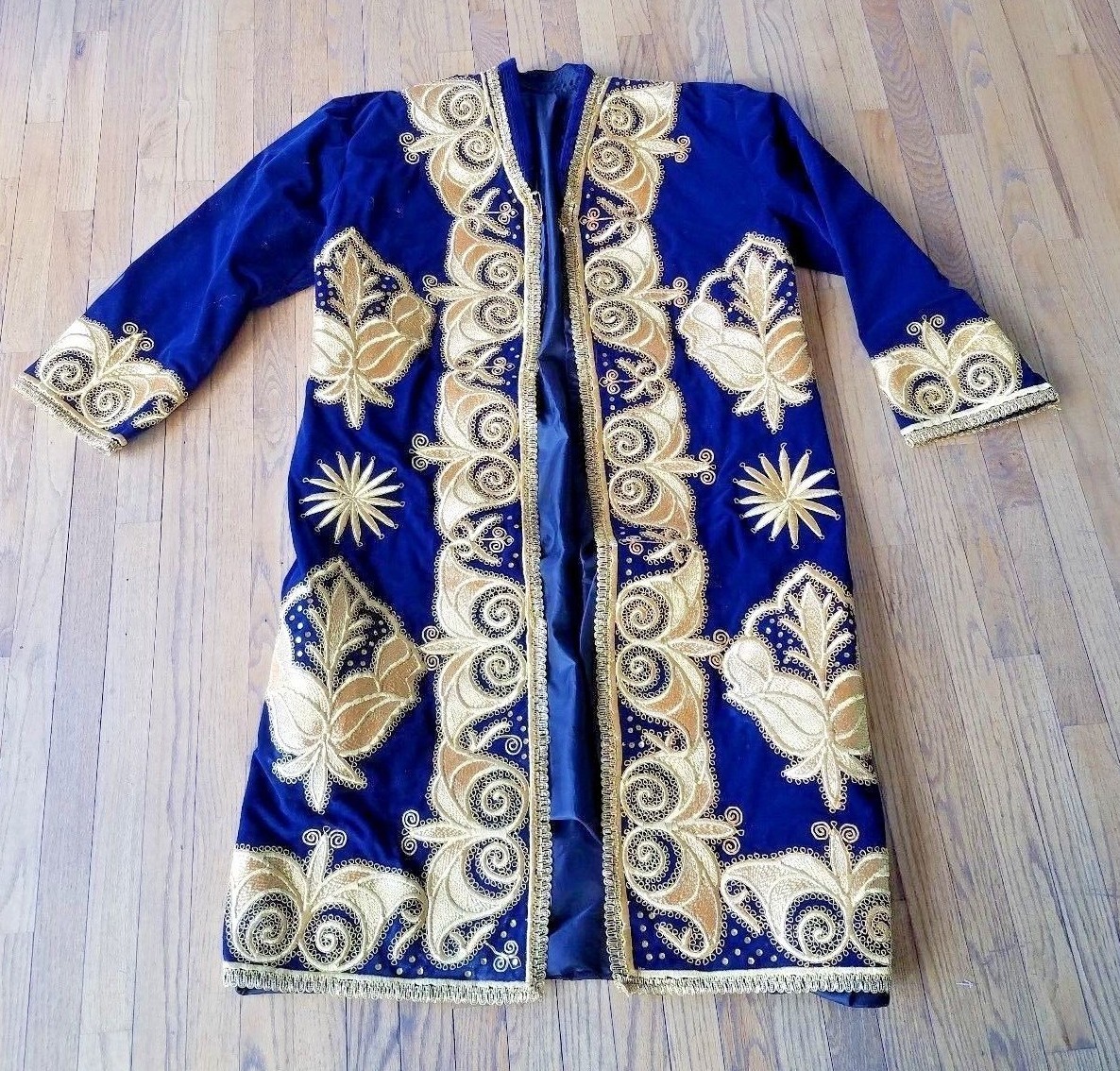 Turkish Ottoman Persian Robe Anteri Dival Vintage Gold blue velvet OLD ...