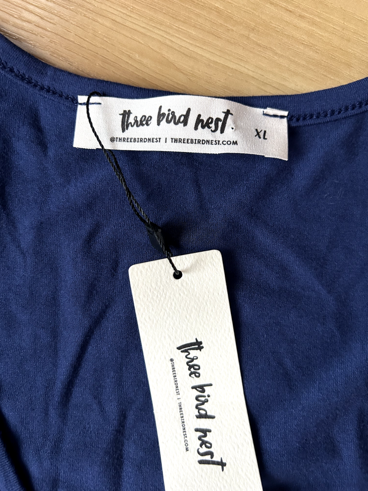 Three Bird Nest Scoop Neck Lightweight High-Low Navy Blue Bralette Tee ...