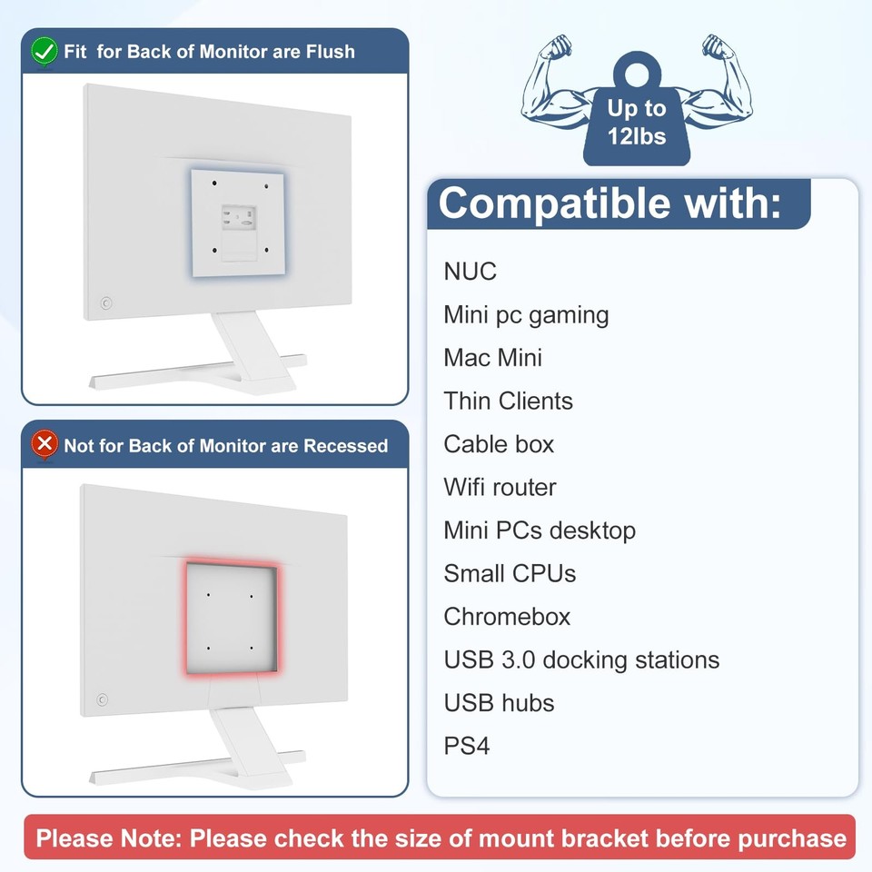Adjustable Thin Client Mini PC Mount Bracket Vesa Under Desk Wall ...