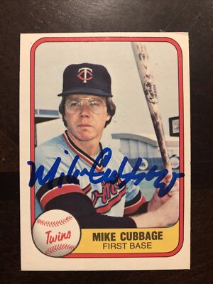 MIKE CUBBAGE 1981 FLEER AUTOGRAPHED SIGNED AUTO BASEBALL CARD 566 TWINS ...