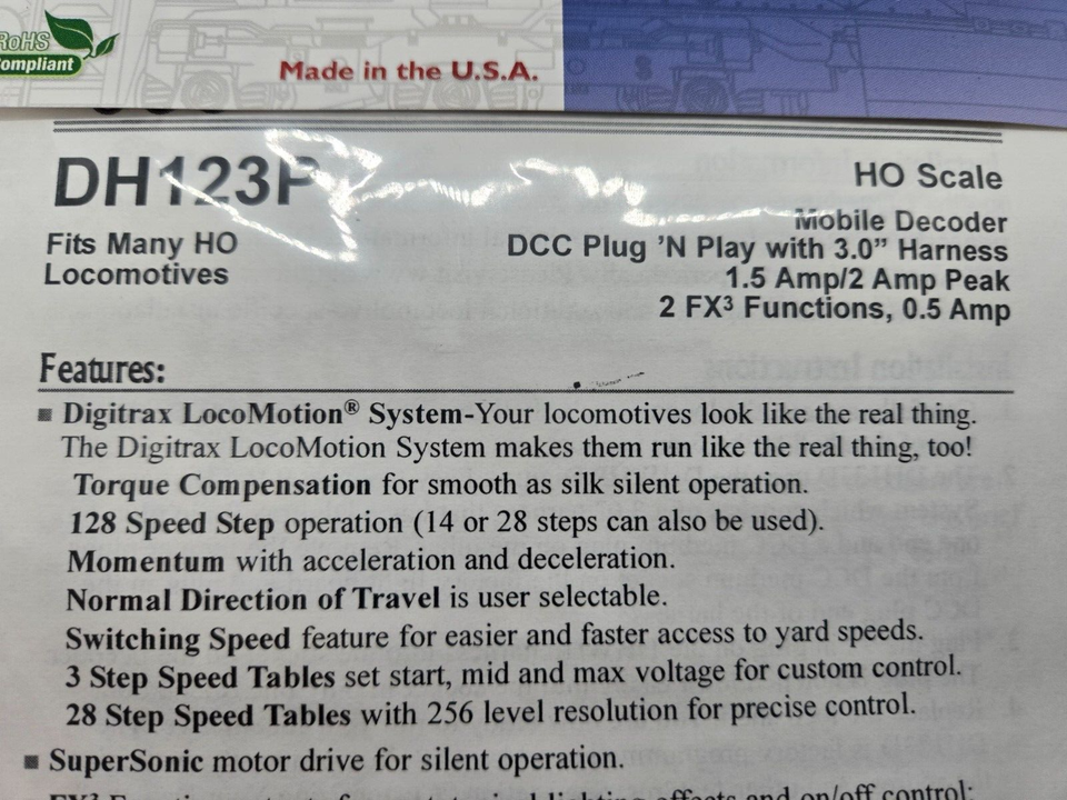 2025 Digitrax Decoder Digitrax DH127P HO Scale - 1.0 Amp, 8 Pin, 3 ...