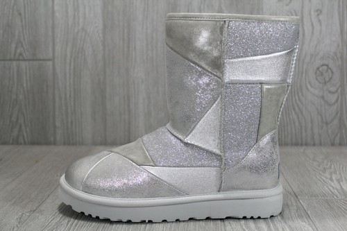 45 UGG Australia Classic Glitter Patchwork Silver Sparkle Short Boot 1100054 6-8 | eBay