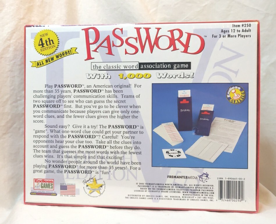 Endless Games: Password Game 5th Edition Board Game for sale online | eBay