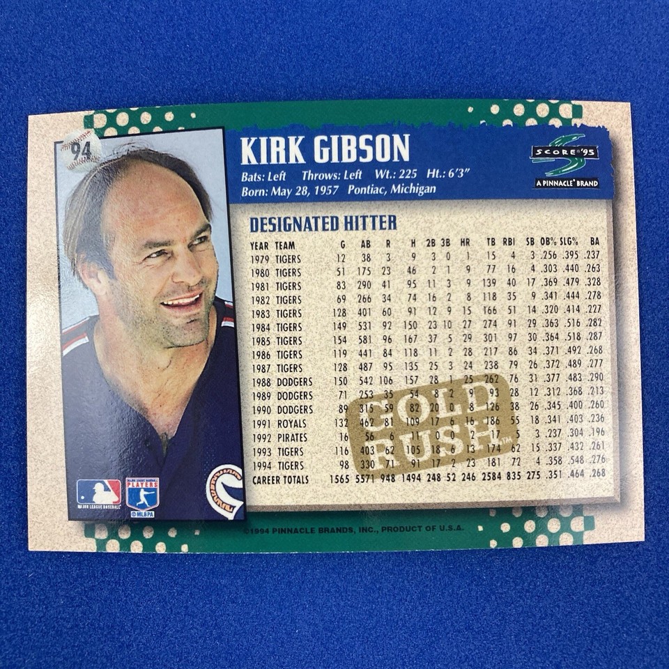 Kirk Gibson 1995 Score Gold Rush Parallel Card #94 Detroit Tigers | eBay