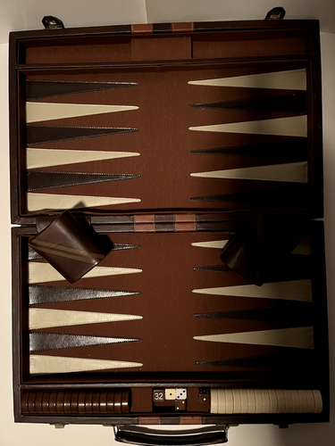 Travel Briefcase Backgammon Game Leatherette 17" Set Complete with ...