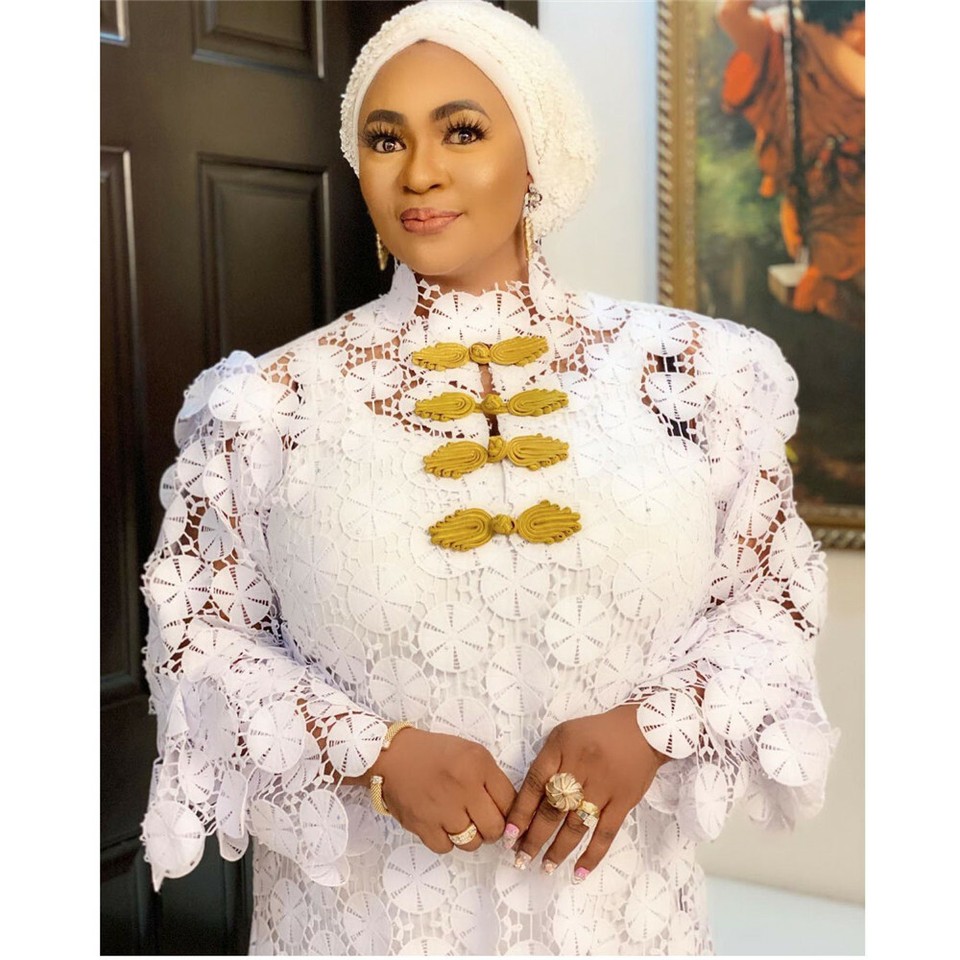 African Dashiki Women Lace Evening Party Maxi Dress+Inner Dress Kaftan ...