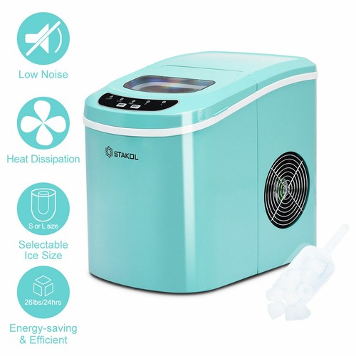 Portable Compact Electric Ice Maker Machine Mini Cube 26 lbs/Day Mint ...