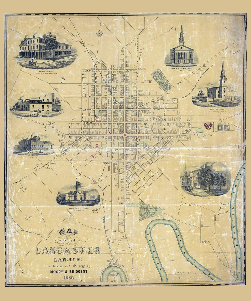 Lancaster County Municipality Map Plan Of Lancaster City; A Correct