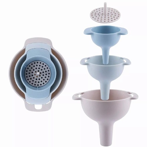 3 Pcs Kitchen Funnel Set with Detachable Strainer – Oil, Liquid & Dry ...