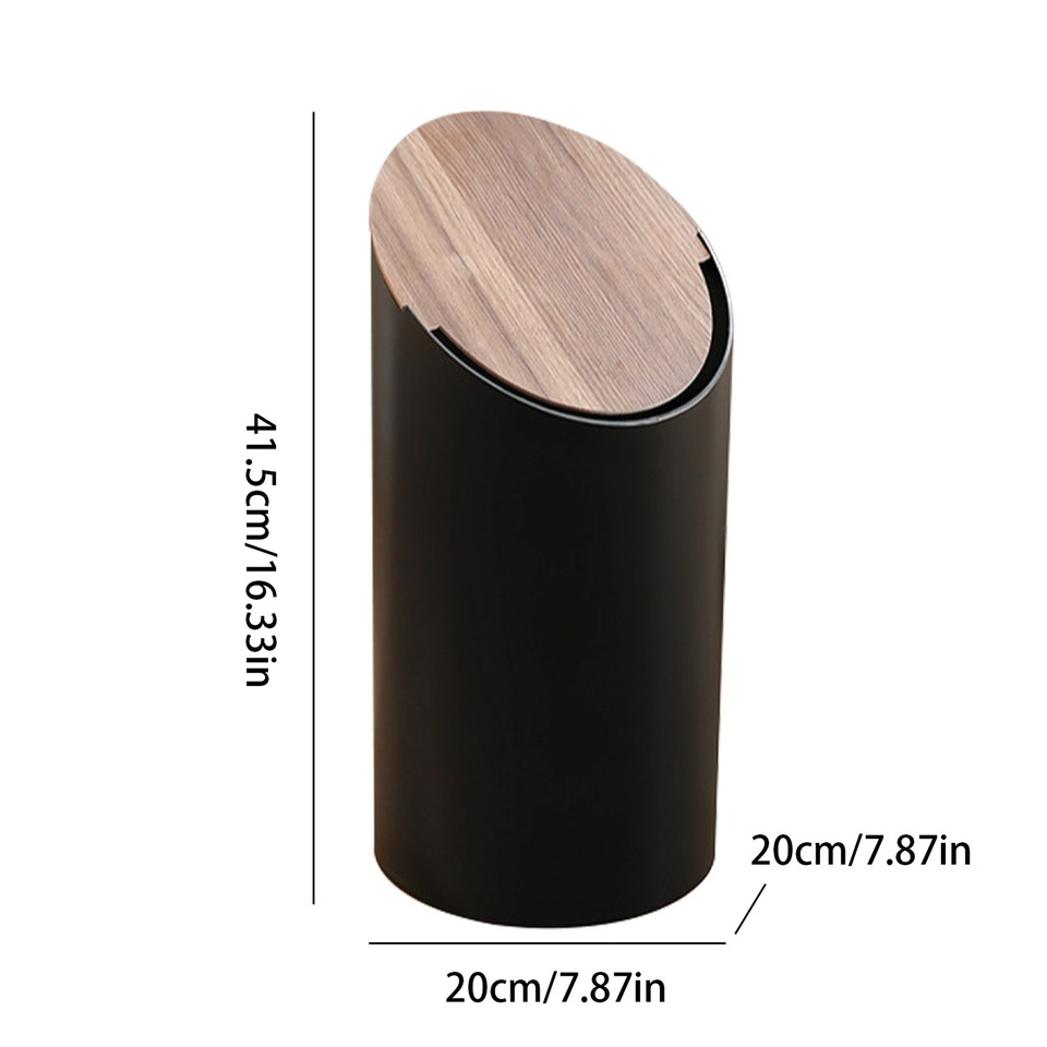 Rubbish Waste Bins Kitchen Dustbin Black Flap Lid Round Covered Swing ...