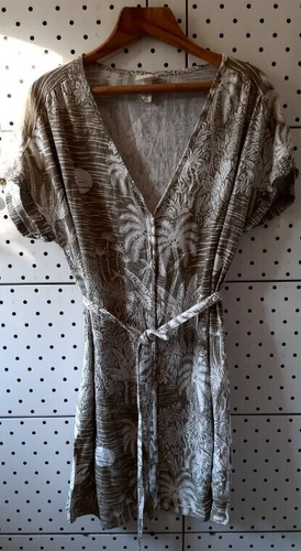 Desmond & Dempsey x H&M Dress M Linen Blended Palm Tree Tunic Shirt ...