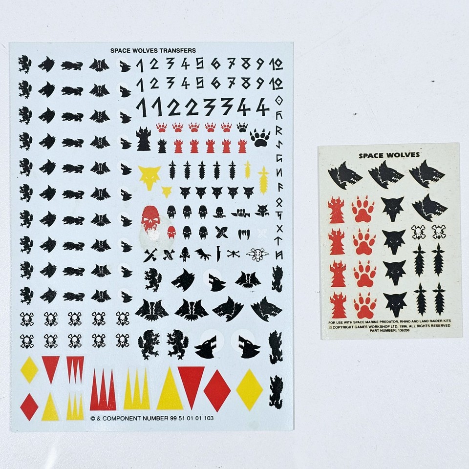 GW Warhammer 40K Space Marine Predators Transfer Sheets SPACE WOLVES ...