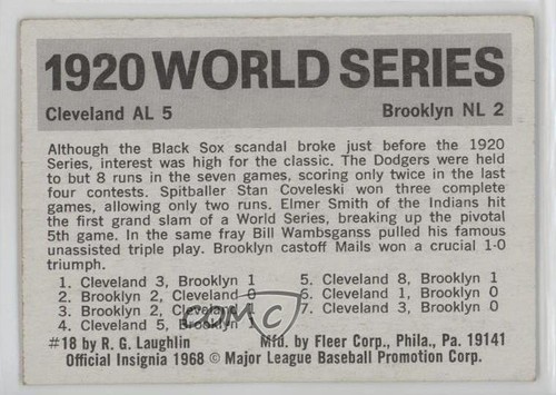 1971 Fleer Laughlin World Series Elmer Smith #18 | eBay