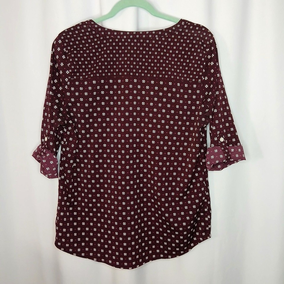 Croft & Barrow 3/4 Tab Slv Blouse Floral Relaxed Peasant Top Notch ...