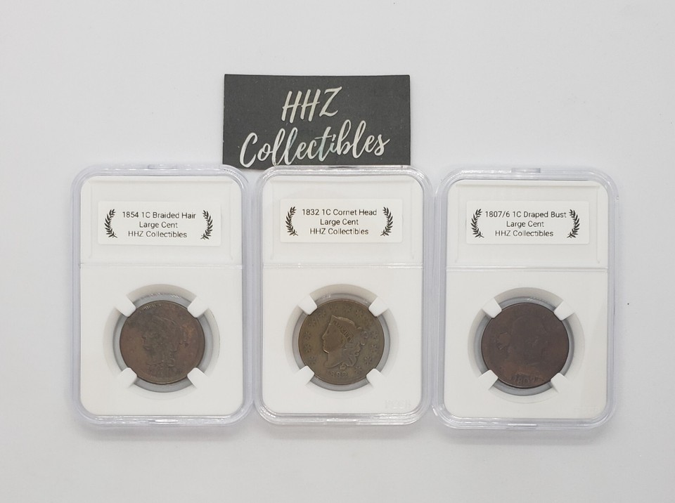 12 Pack 3 Size Assorted Slab Coin Holders For US Large Cent Cornet ...