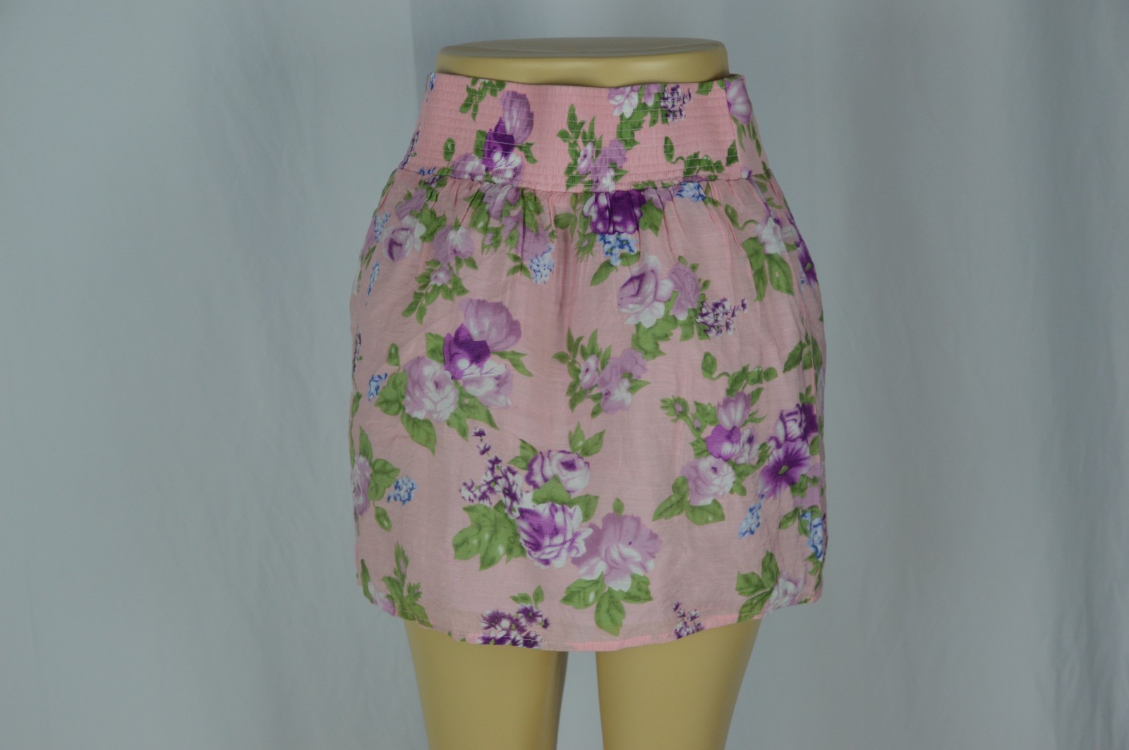 Charlotte Russe Womens Small Pink Short Skirt Elastic Waist Floral ...