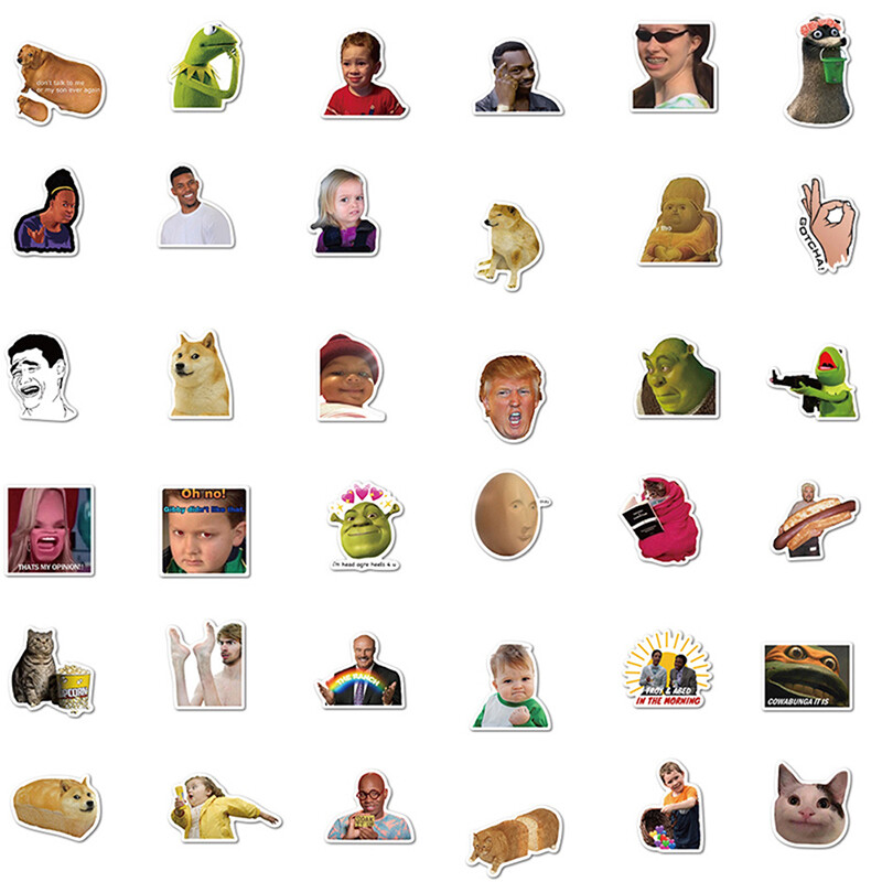 50Pcs Funny Expression Stickers Waterproof Laptop Luggage Skateboard ...