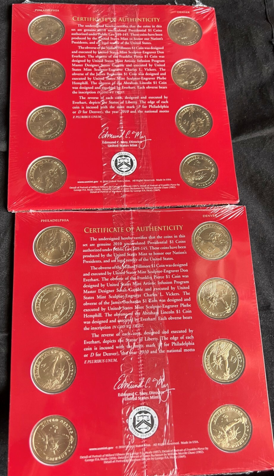 Lot of 2 2010 US Mint Presidential $1 Coin Uncirculated Sets (Unopened ...