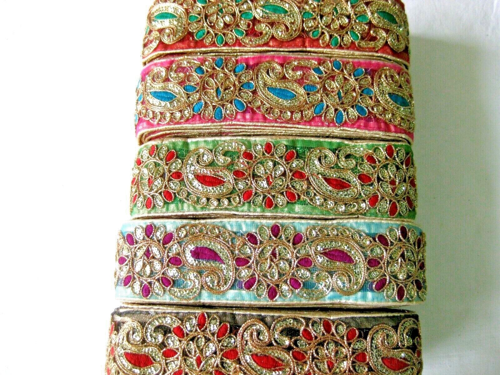 Orientalische Borte mit Pailletten in verschieden Farben,ca.60mm,lfm,B ...