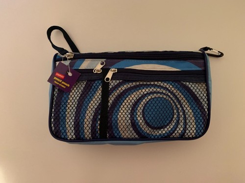 Staples Pencil Case Pouch Blue Abstract Print w/Zippers | eBay