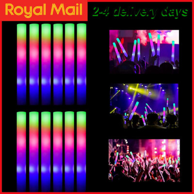 10PCS LED DJ Flashing Glow Stick Wands Rally Rave Batons Light Up Foam ...