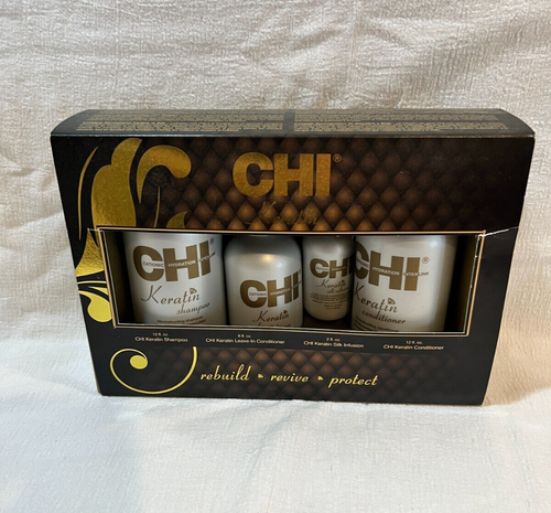 CHI KERATIN Shampoo/Conditioner/Treatment/Mist 4 bottle kit rebuild ...