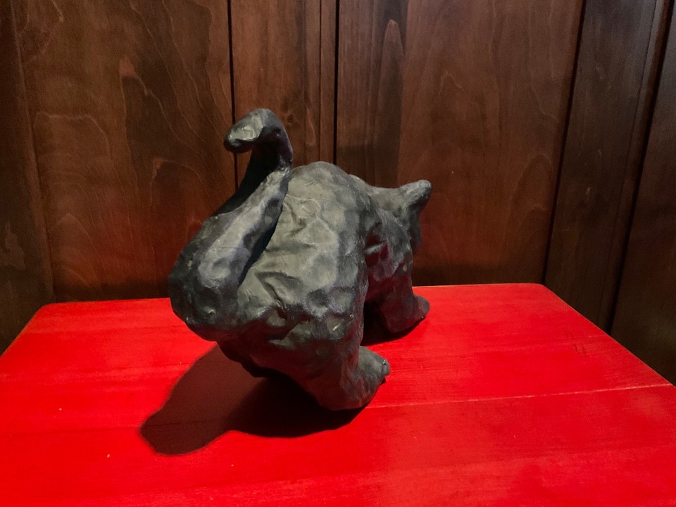 VTG Halloween Lg Paper Mache Cat Crouching Back Green Eyes 14x10 | eBay