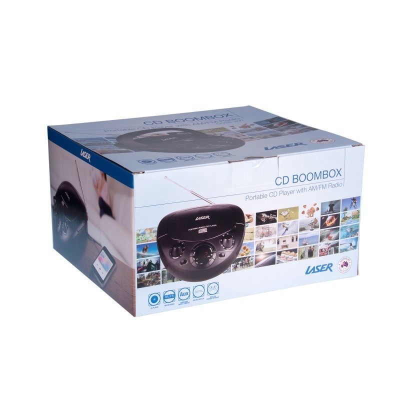 Laser Portable CD Boombox/Player w/ AM/FM Radio/Aux Input/MP3/Carry ...