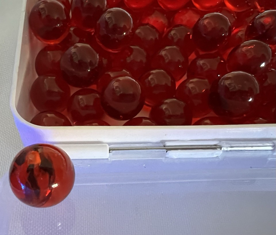 Marbles UV Glow Cadmium Ruby Red Cherry & Orange Peewees Shooters Lot ...