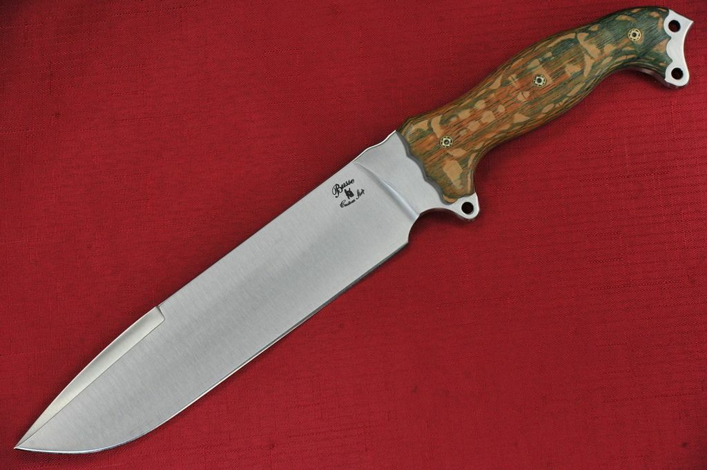 Busse Custom NMFSH .32" Clip Point Satin Blade Standard Full Tan/Green ...