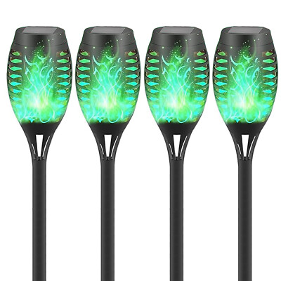 4 PACK Outdoor Solar Flame Light Torch Dancing Flickering Lamp Garden ...