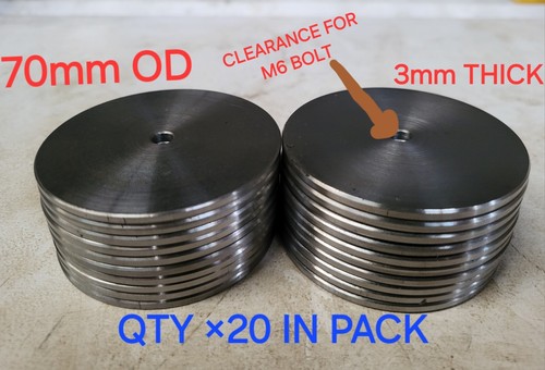 (QTY X20) Large diameter REPAIR washer STEEL 70MM x 6.2hole x3mm thick ...
