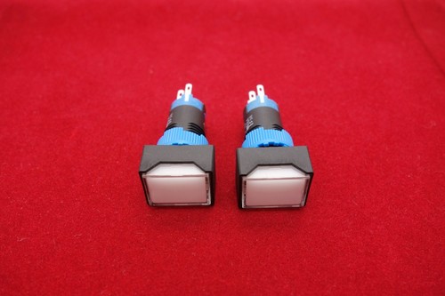 2PCS Cutout 12MM 220V White LED ILLUMINATED Rectangular Momentary PUSH ...