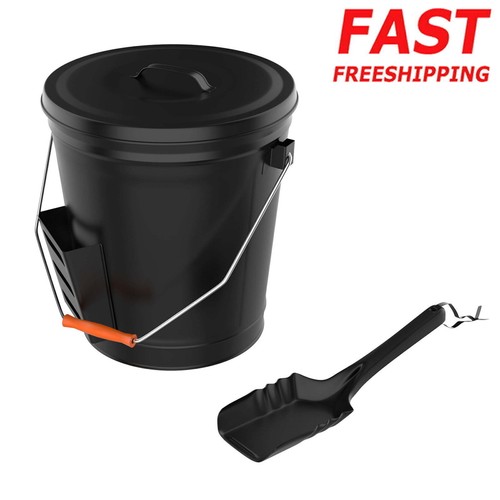 Ash Bucket W/ Secure Lid Shovel Fireplace Wood Burning Stove Insulation ...