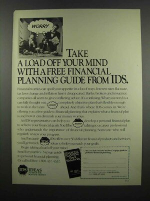 1983 IDS Financial Planning Ad - A Load Off Your Mind | eBay