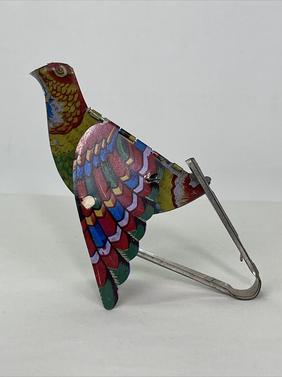 Vintage Colorful Tin Litho Hand Activated Squeaking, Wing Flapping Bird ...