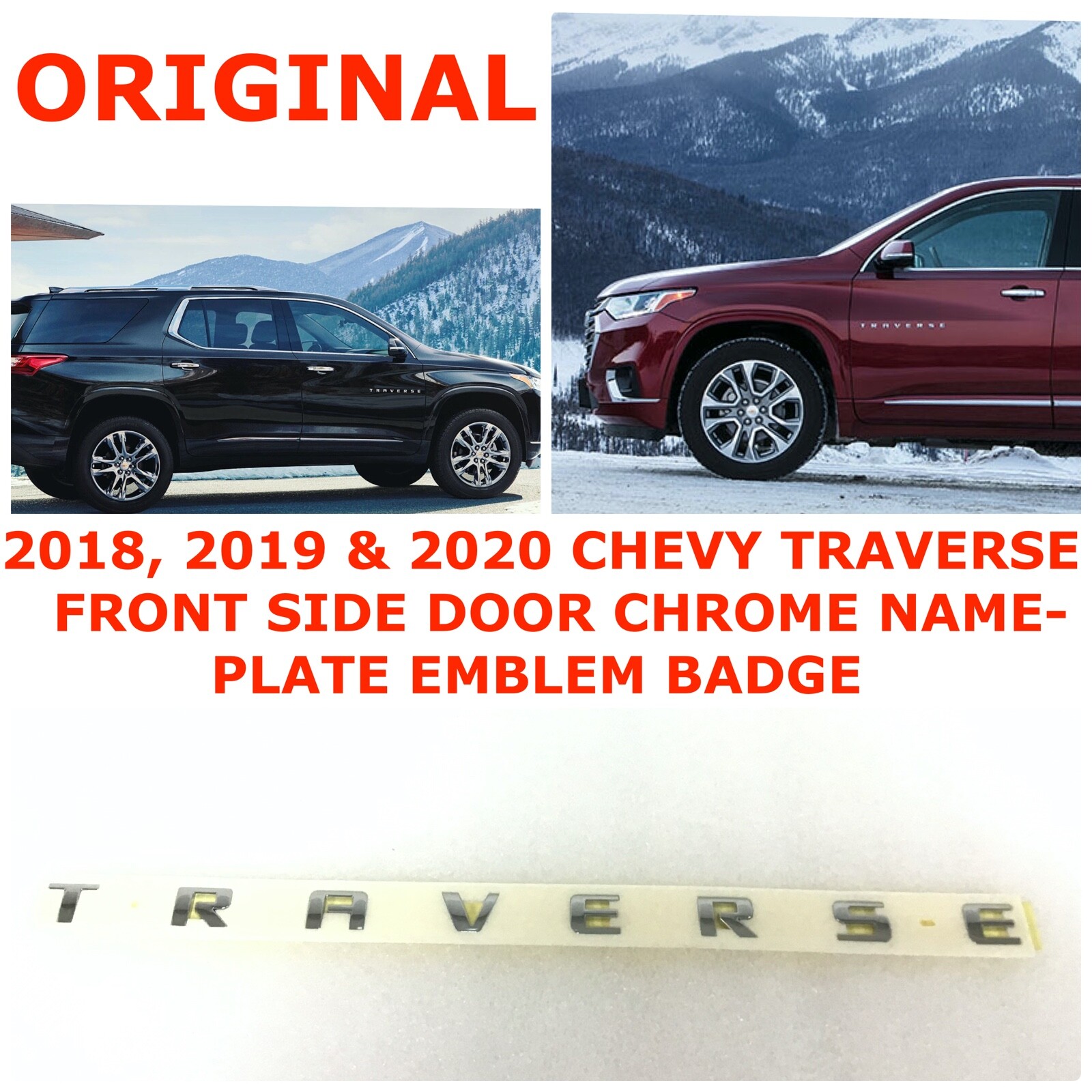 2018 2019 2020 Chevrolet Traverse front side door CHROME emblem badge ...